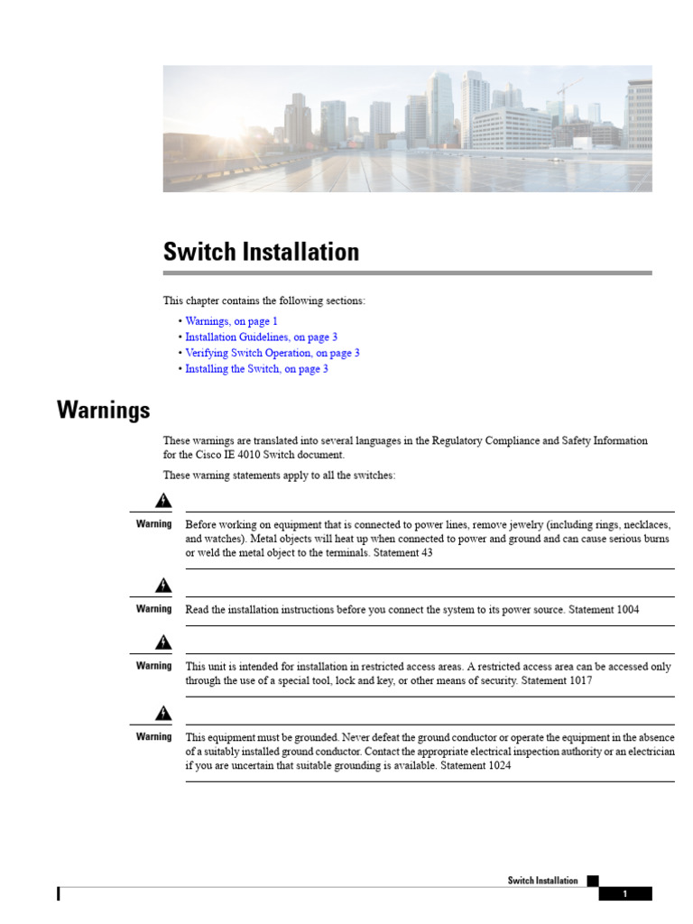Cisco Switch Installation Guide | PDF | Network Switch | Electrical ...