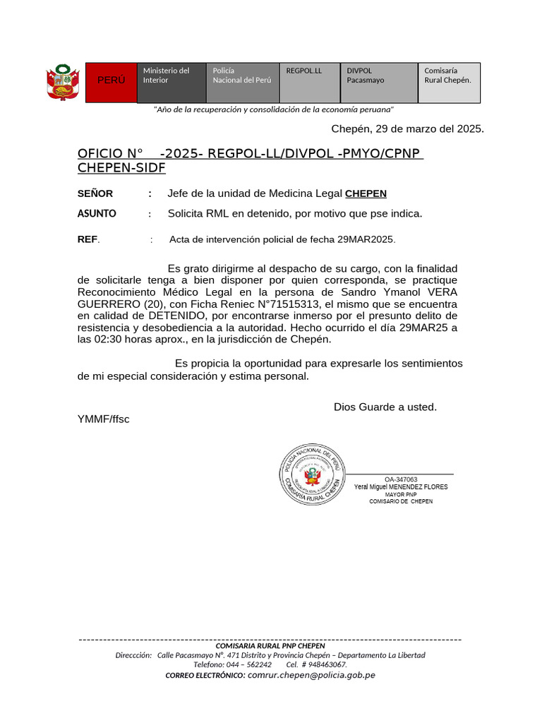 Oficio RML Des0bediencia A La Autoridad | PDF