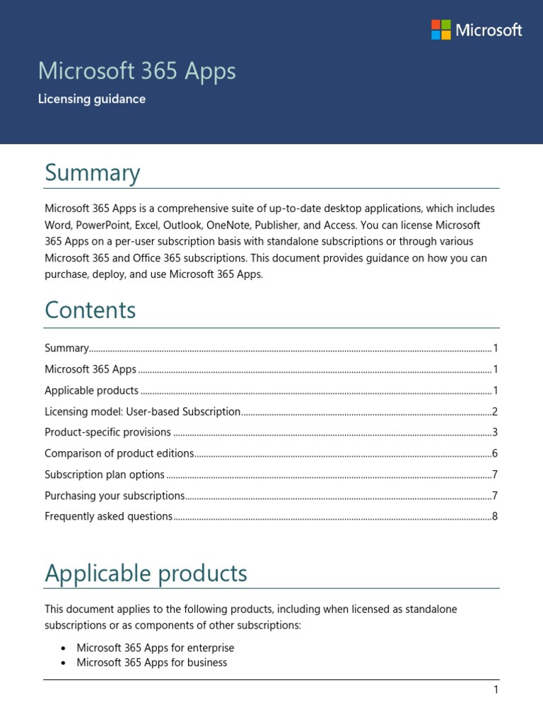Microsoft 365 Apps Licensing Guidance | PDF | Microsoft Office | Application Software