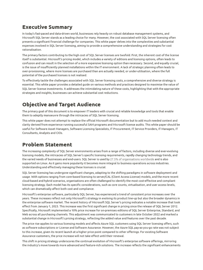2025-01-23 SQL Server White Paper - Licenseware | PDF | Virtualization | Microsoft Sql Server
