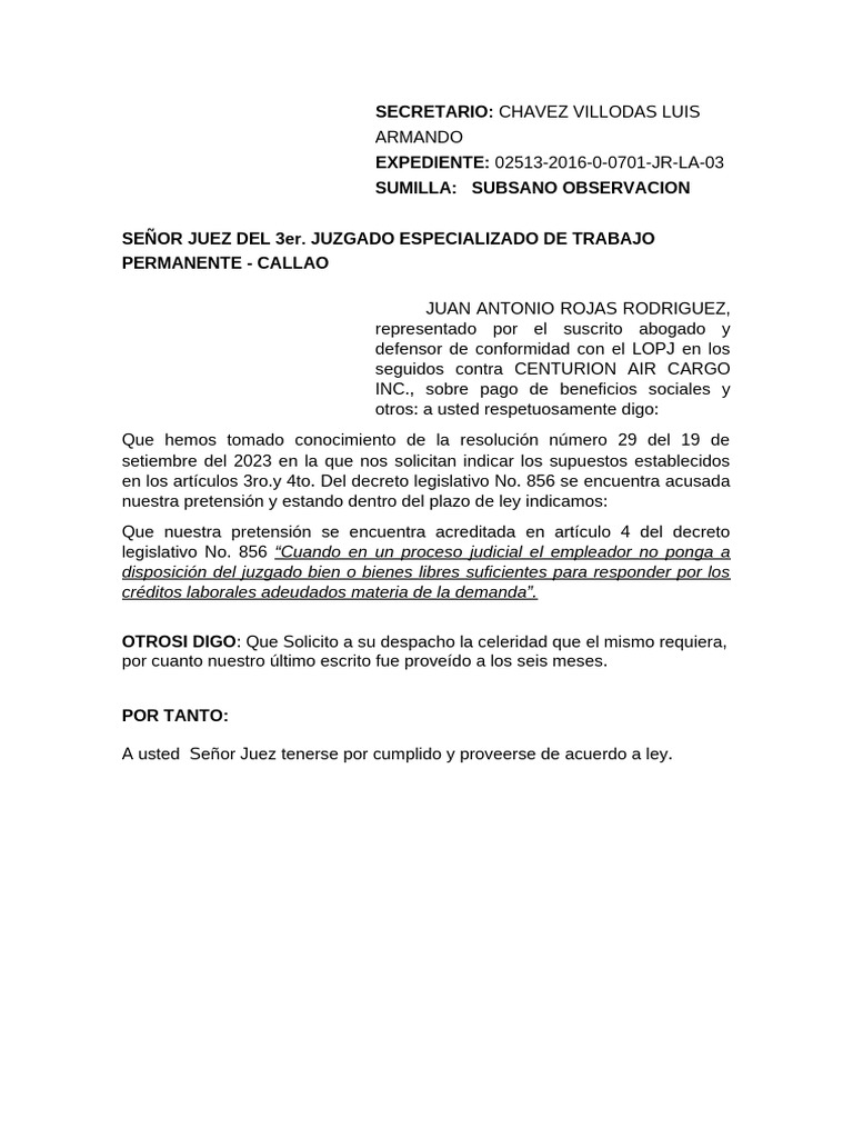 SEÑALE BIENES LIBRESA JUAN ROJAS Subsano PDF | PDF