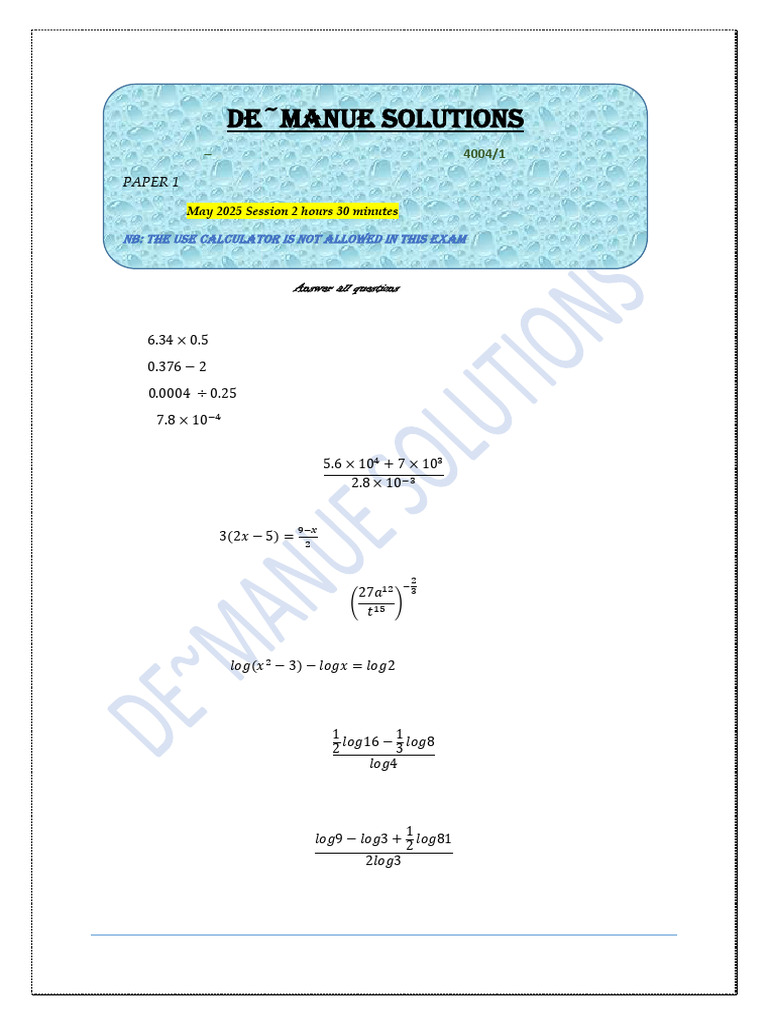 O Level - J2025-Maths - P1 - Revision | PDF | Area | Mathematics