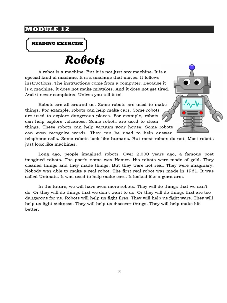 Robots Reading Comprehension | PDF | Robot | Robotics