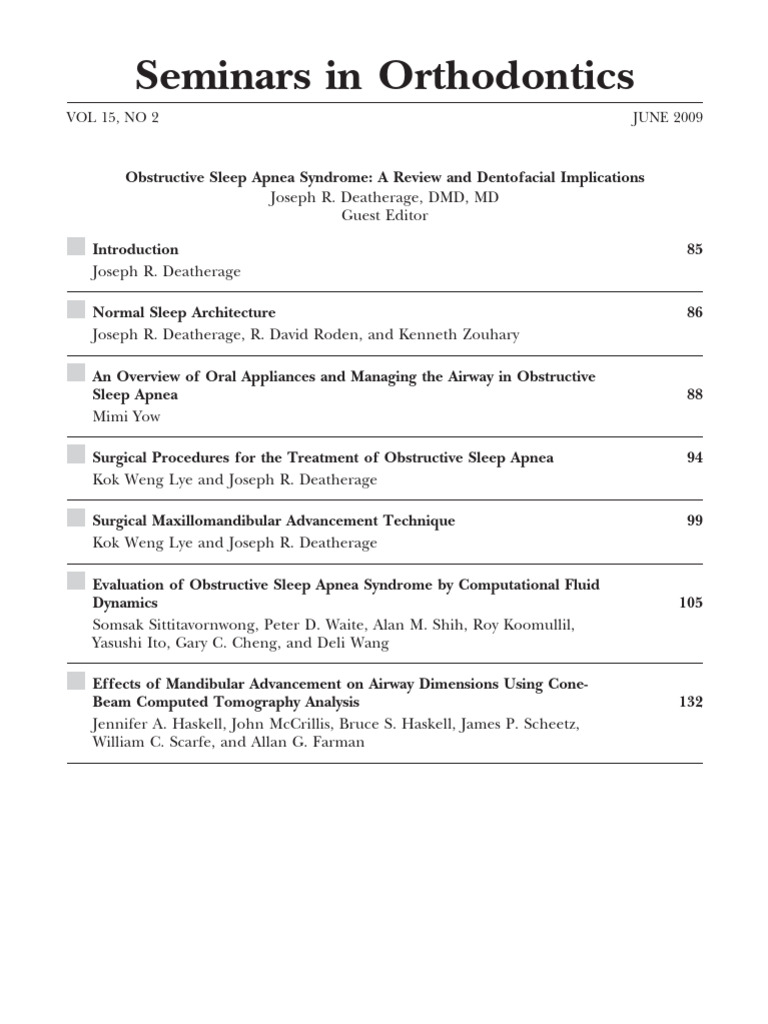 Table of Contents - 2009 - Seminars in Orthodontics | PDF