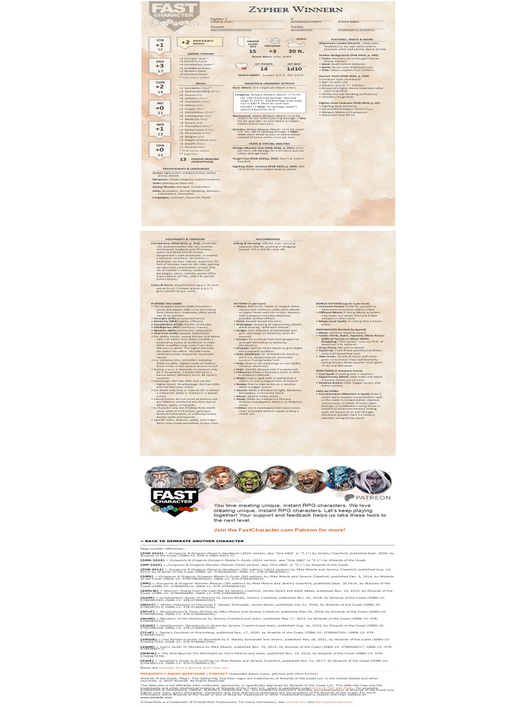 Fast Character - Human Fighter 1 - PHB 2024 | PDF | Dungeons & Dragons ...