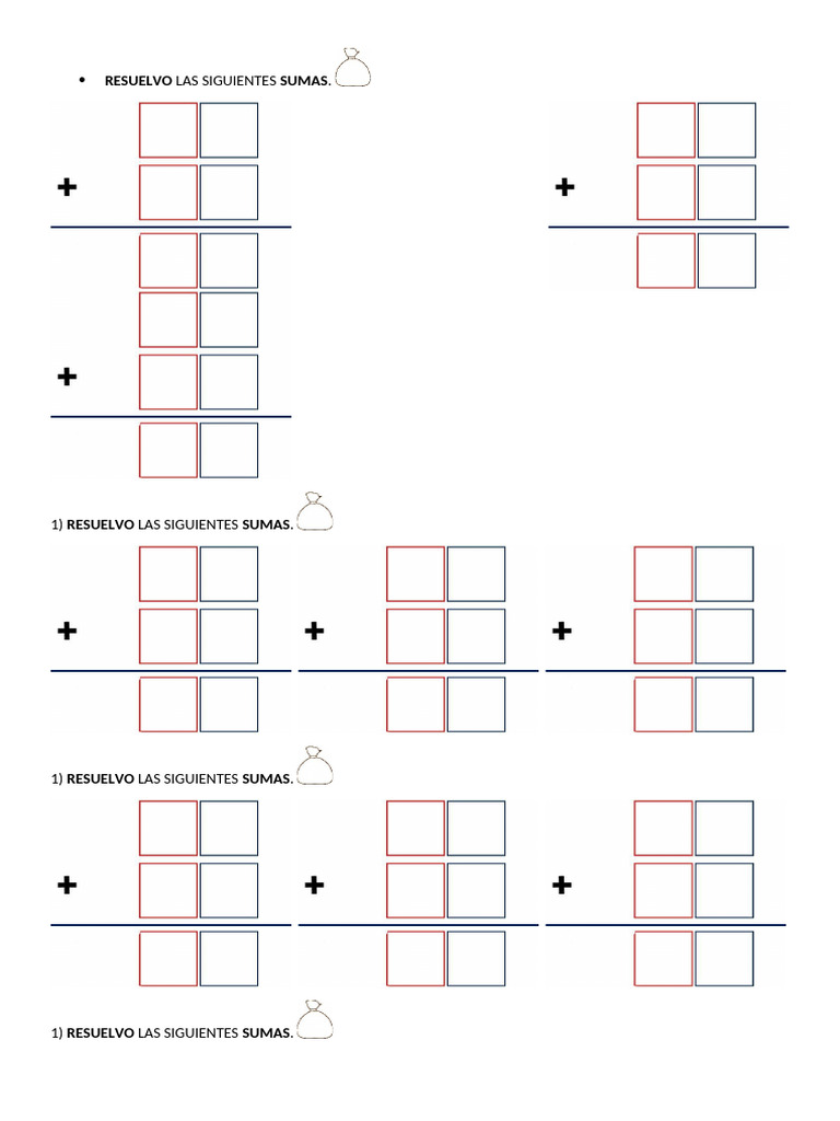 Plantilla de Sumas y Restas Simples | PDF