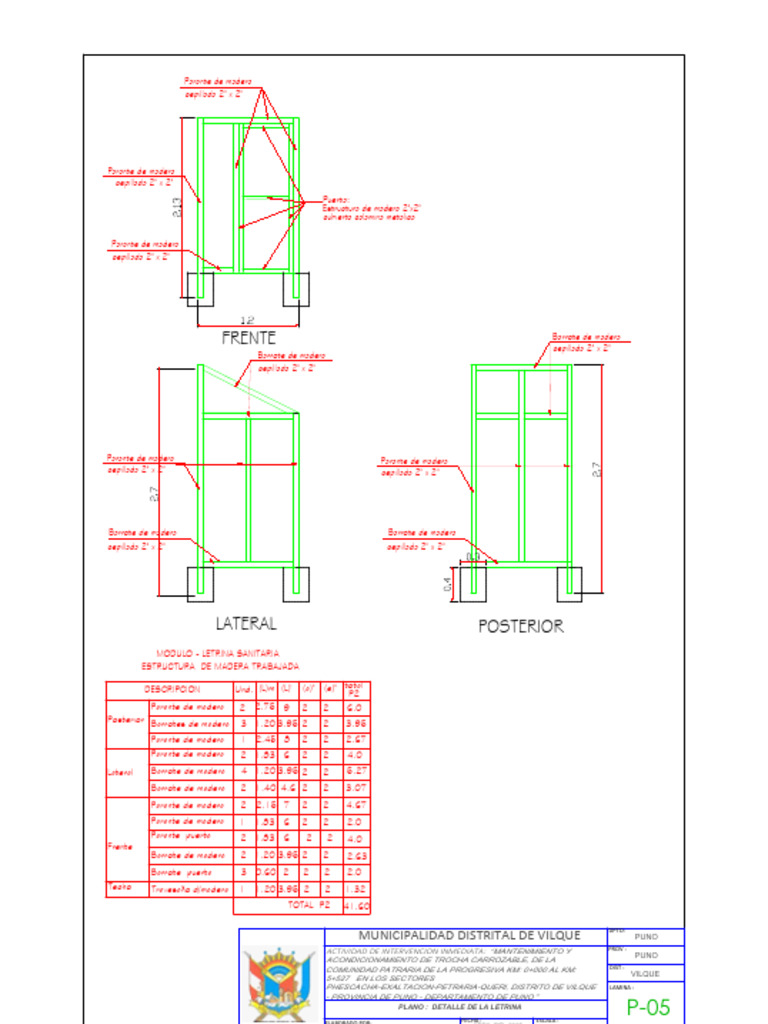 P-05 PARTIDA 02.02 (LETRINA DOMICILIARIA DE MADERA Y CALAMINA) - Layout2 | PDF