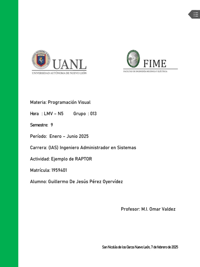 Tarea[1] - Ejemplo 002 Raptor | PDF | Programación de computadoras | Ingeniería