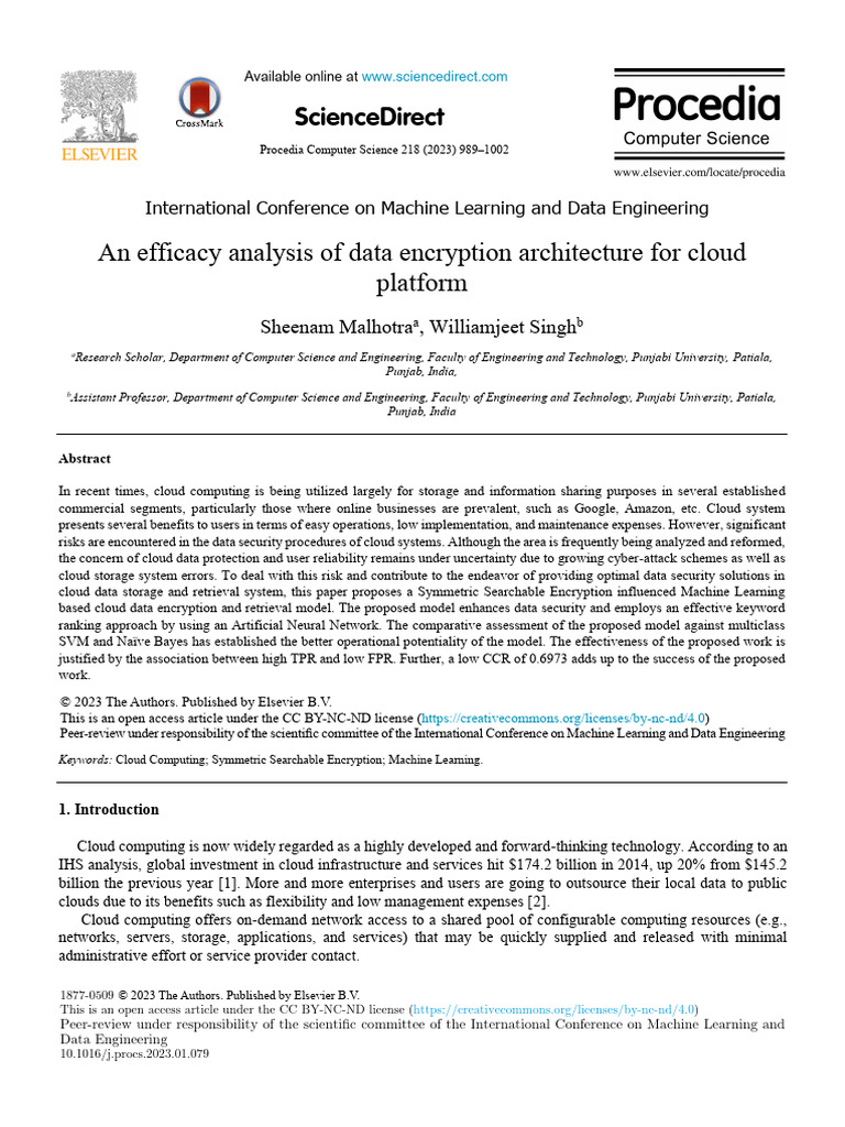 Cloud Data Encryption with Machine Learning | PDF | Cloud Computing | Encryption
