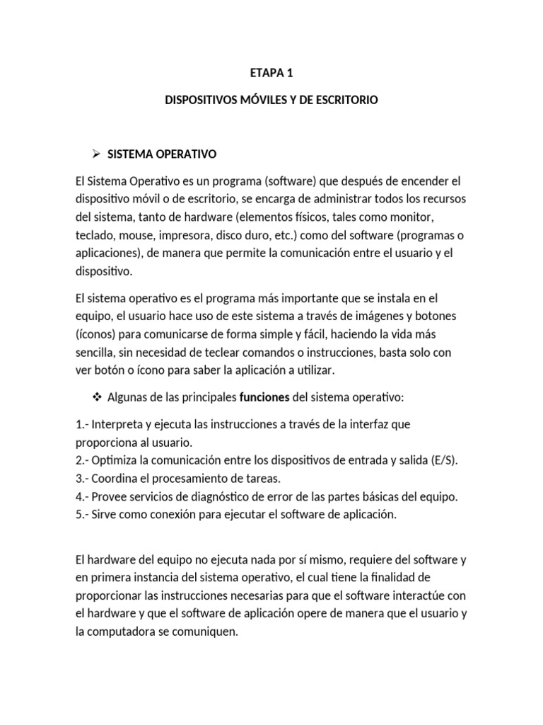 Etapa 1 Tic | PDF | Archivo de computadora | Sistema operativo