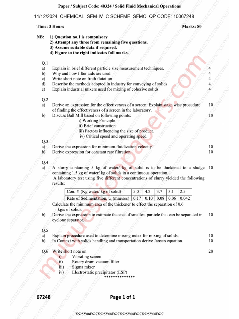 Be Chemical Engineering Semester 4 2024 December Solid Fluid Mechanical Operationsrev 2019 C ...