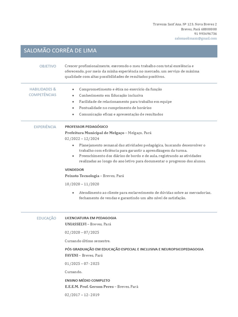 Curriculo Salomao | PDF | Pedagogia | Aprendizado