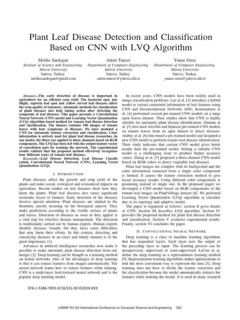 Plant Leaf Disease Detection and Classification Based On CNN With LVQ ...