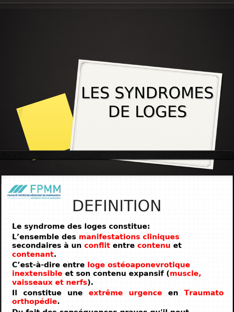 Syndromes de Loges : Urgences et Traitements | PDF | Maladies et ...