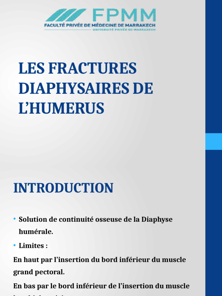 Chapitre 11 - Fracture Diaphysaire de L'humérus | PDF | Spécialités ...