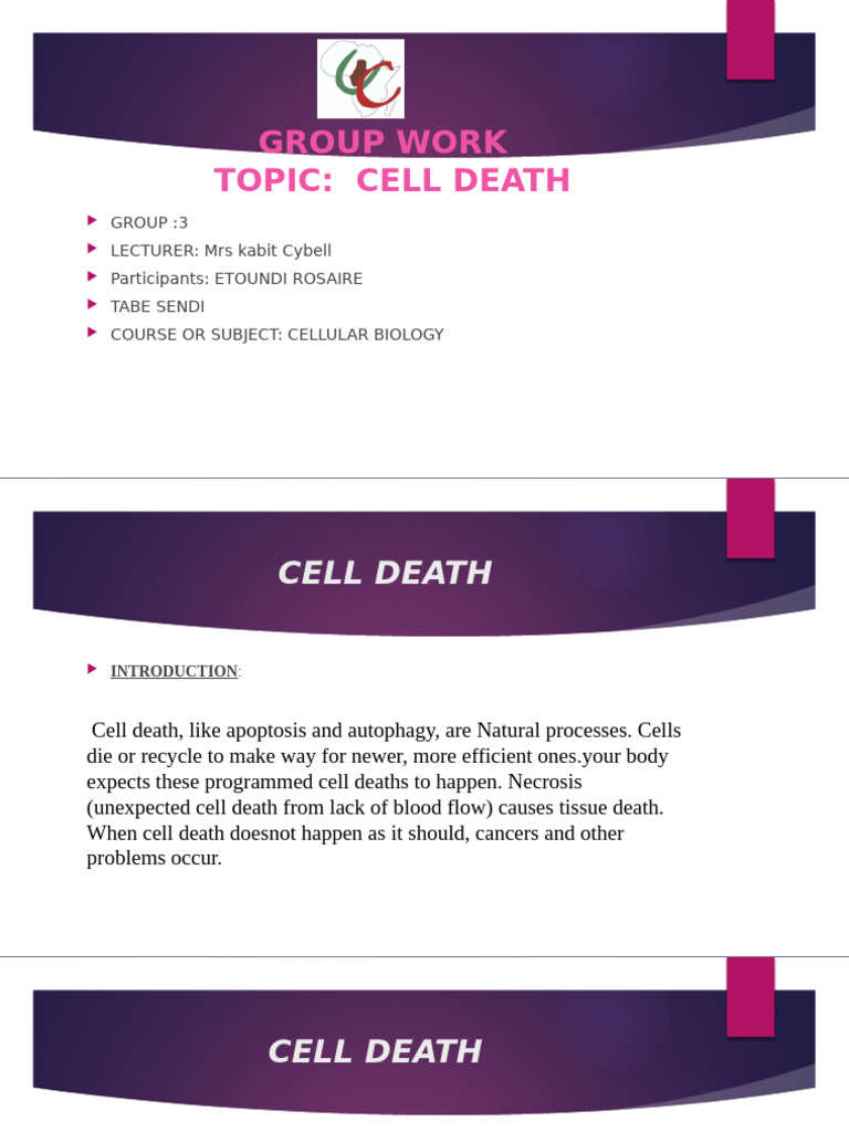 Cellular Biology (Cell Death) | PDF | Necrosis | Apoptosis