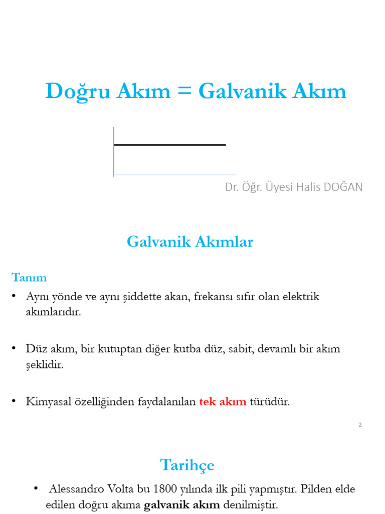 2 Galvani̇k Akimlar, İyontoferez, Faradi̇k Akimlar, Si̇nüzoi̇dal ...