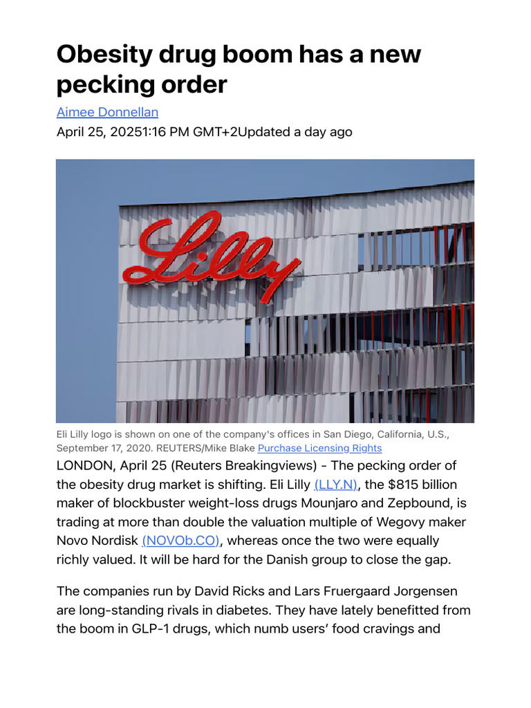 Obesity Drug Boom Has A New Pecking Order - Reuters | PDF | Drugs ...
