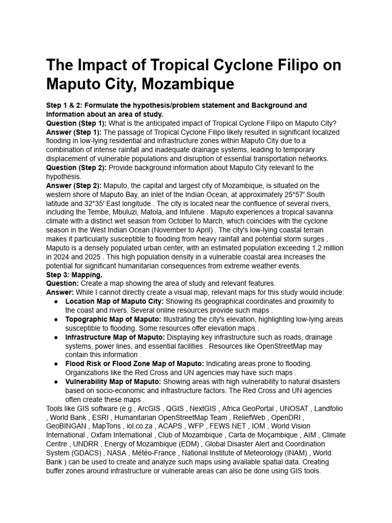 The Impact of Tropical Cyclone Filipo On Maputo Ci... | PDF ...
