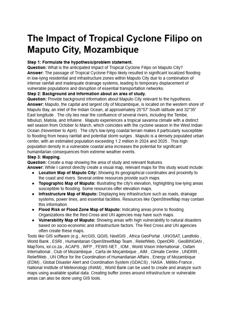 Impact of Cyclone Filipo on Maputo | PDF | Flood | Tropical Cyclones