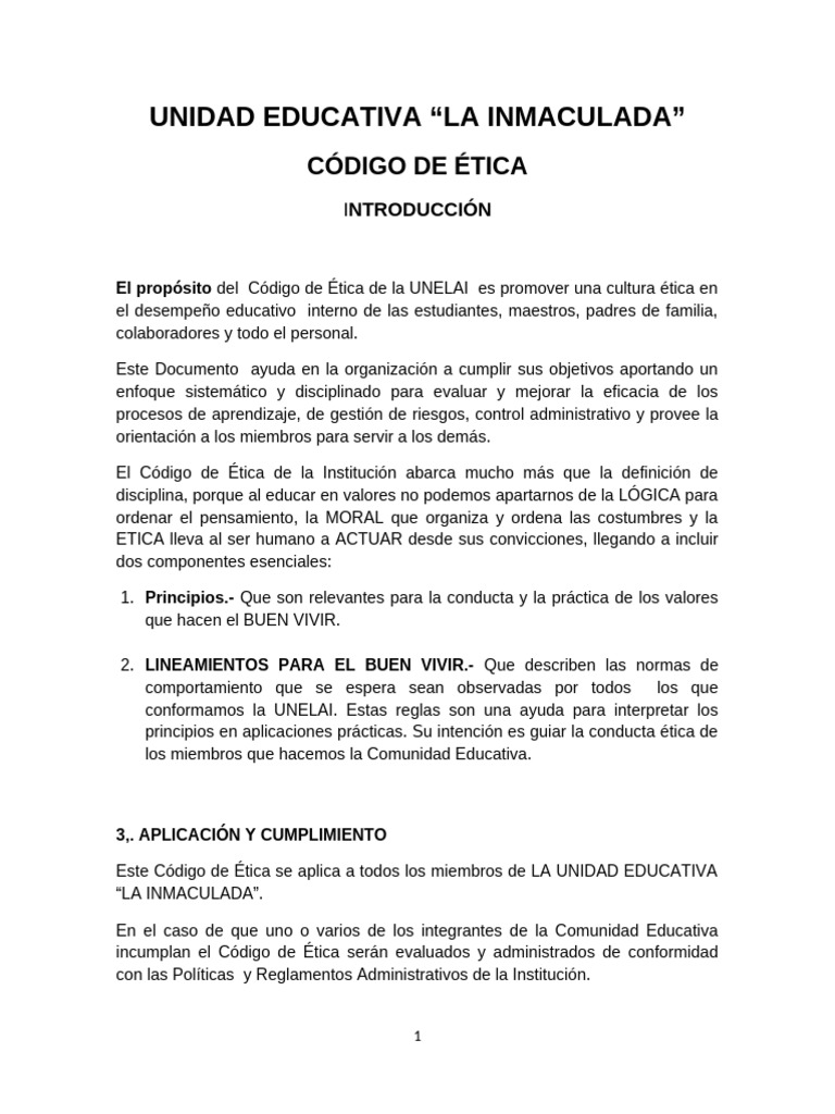 Código de Ética Unelai 2013 | PDF | Tolerancia | Comportamiento