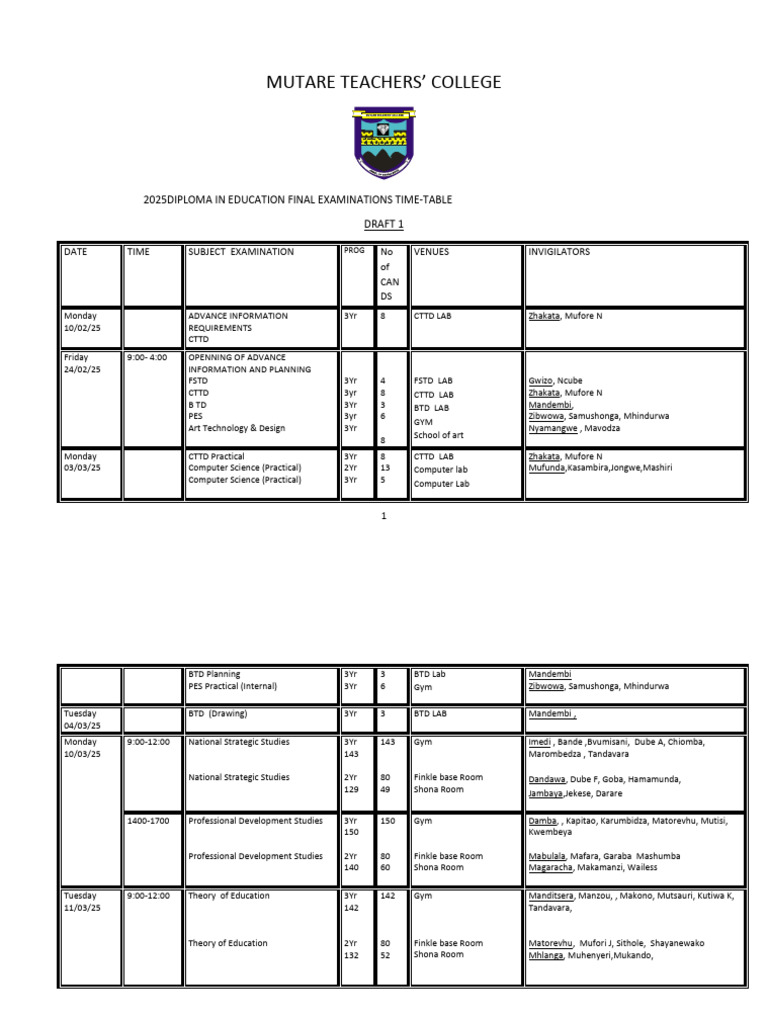 Timetable Draft 1 .1 | PDF | Mathematics | Applied Mathematics
