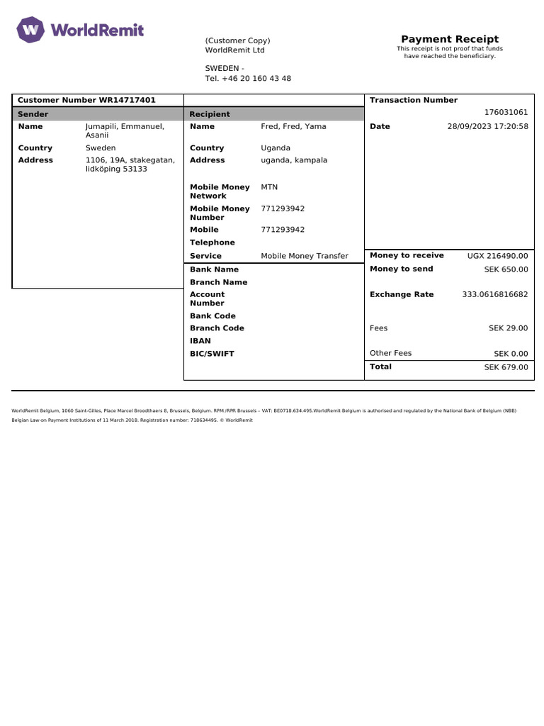 Entransactionreceipt 176031061 | PDF | Wire Transfer | Banking
