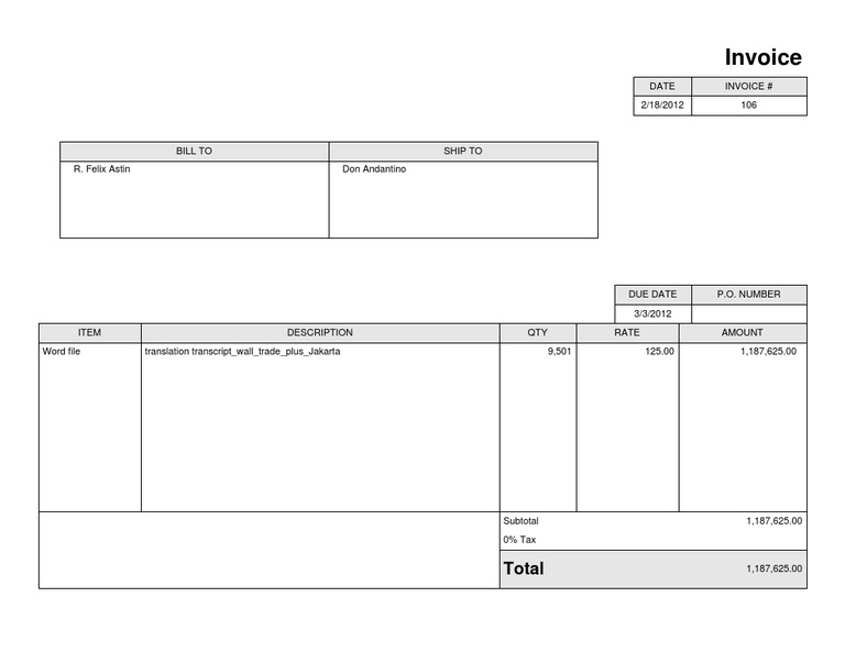 Invoice for Translation Services | PDF | Business