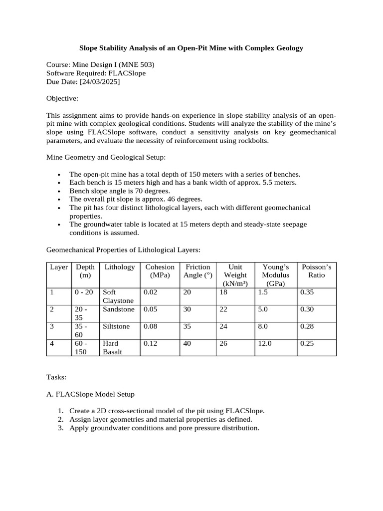 Slope Stability Analysis of An Open - Mine Assignment | PDF | Civil ...