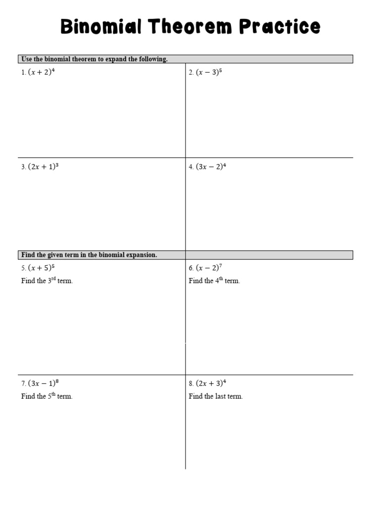 ? Binomial Theorem Practice | PDF