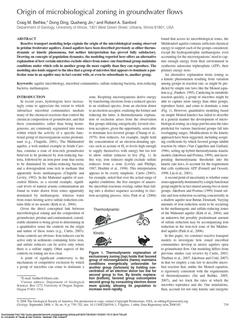 Bethke Et Al., 2008 MicrobialZoning | PDF | Iron | Redox