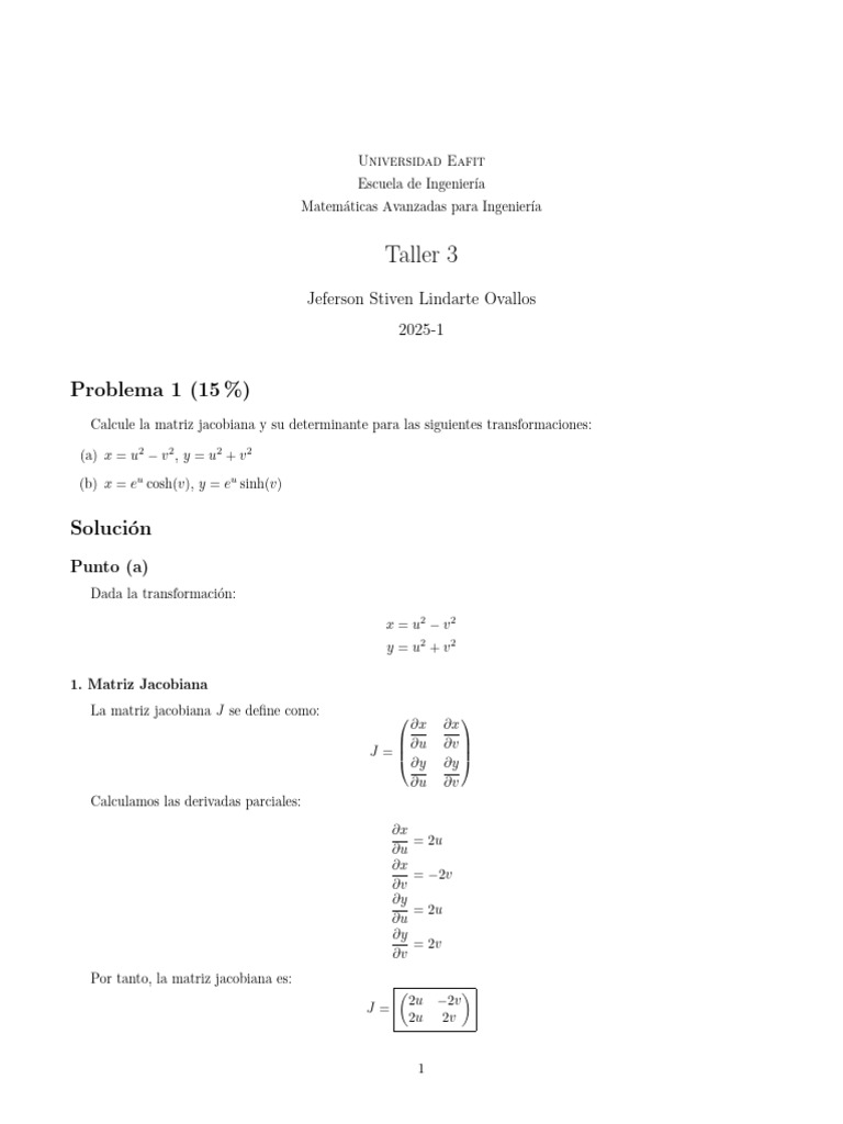 Taller3 Matematicas | PDF | Derivado | Física Matemática