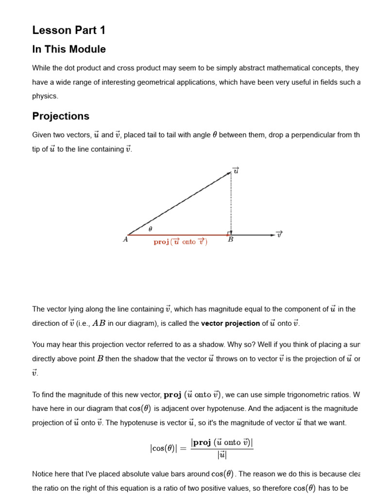 CEMC's Open Courseware - Applications of The Dot and Cross Products | PDF | Euclidean Vector | Angle
