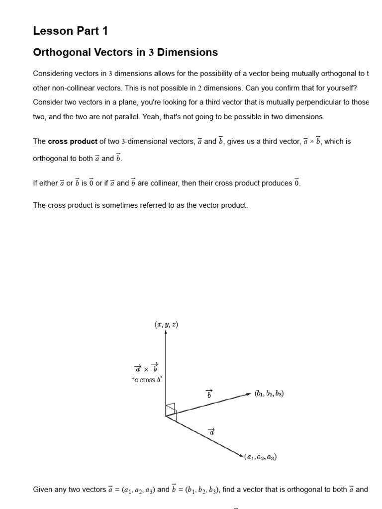 CEMC's Open Courseware - The Cross Product of Two Vectors | PDF ...