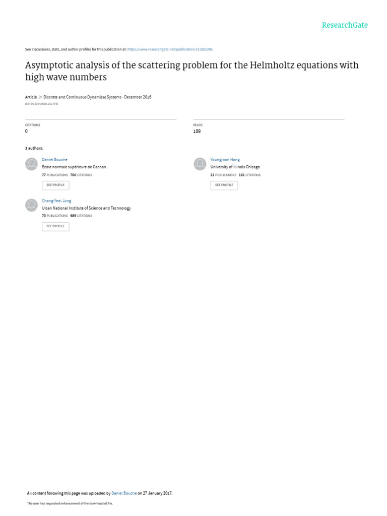 Asymptotic Analysis of The Scattering Problem For | PDF | Scattering | Waves