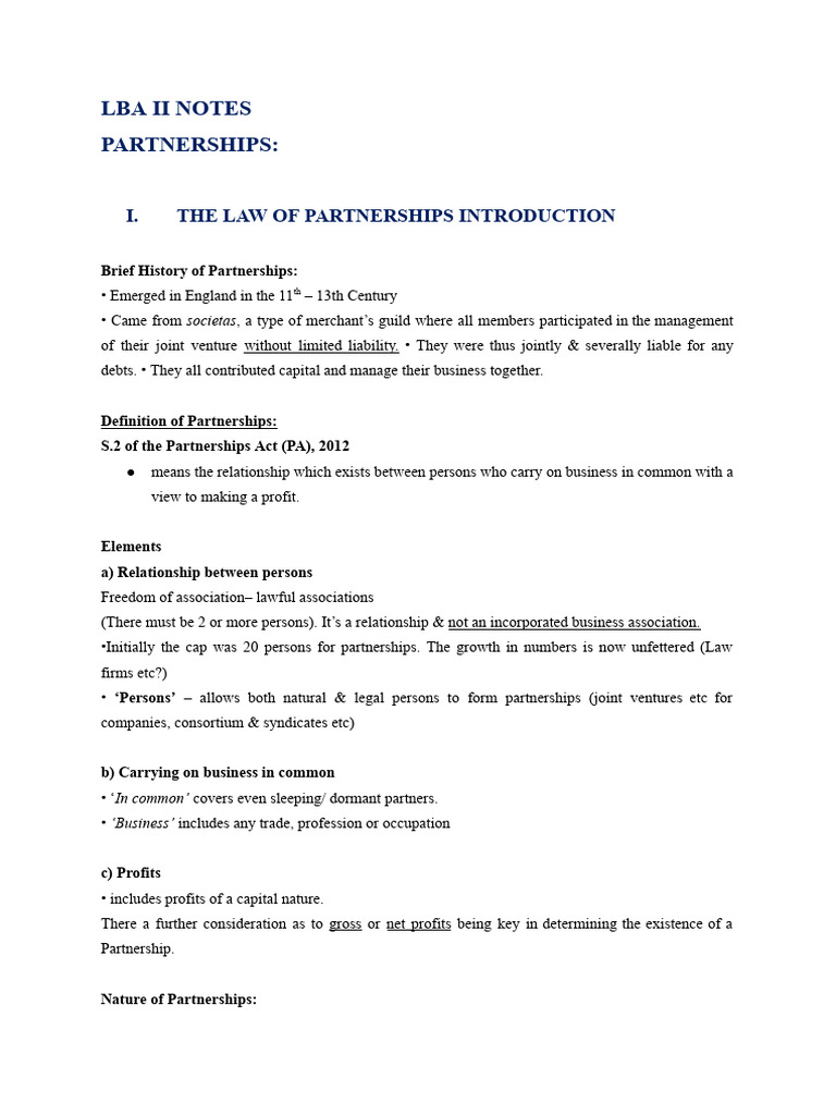 Partnerships Notes April 2025 | PDF | Limited Liability Partnership ...