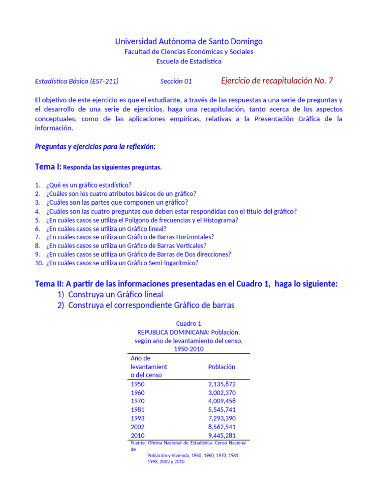 Ejercicio de Recapitulacion No. 7 | PDF | Estadísticas