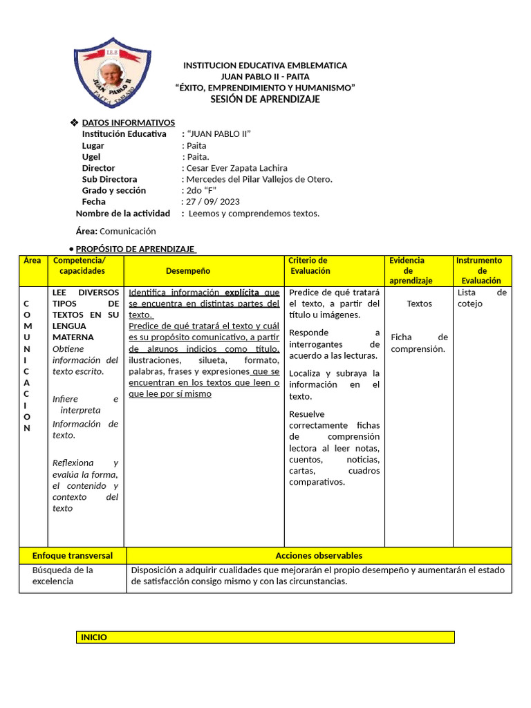 Leemos y Comprendemos Textos | PDF | Comprensión lectora | Ciencia cognitiva