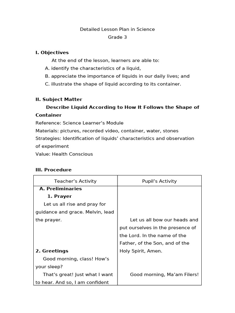 Detailed Lesson Plan in Science-ma'am Guillena.docx-final | PDF | Water ...