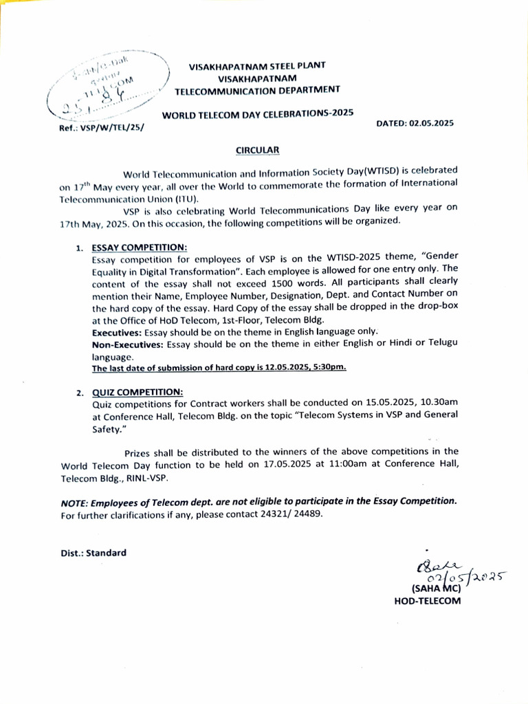 Circular-World Telecom Day May-2025 | PDF | Human Communication