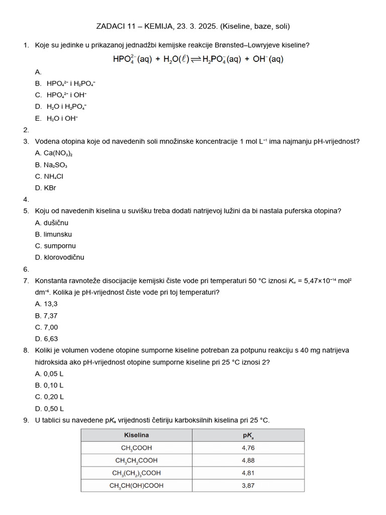 Zadaci 11 - Kemija | PDF