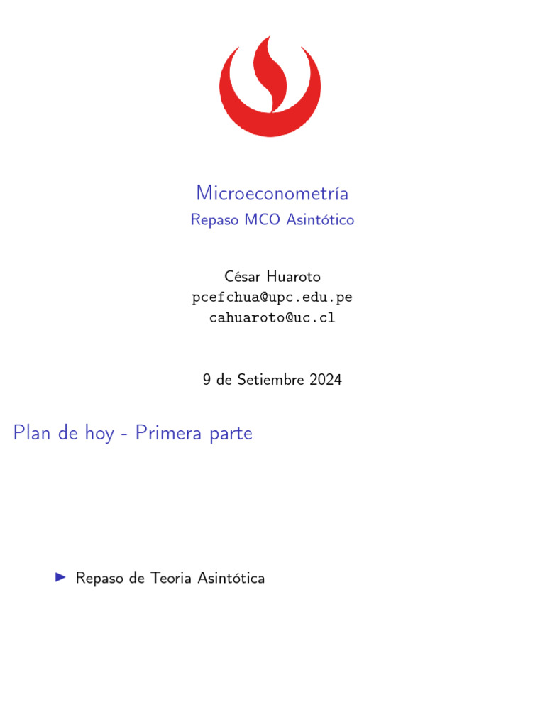 Clase 4 1 Microeconometría MCO Asintótico | PDF | Mínimos cuadrados ...