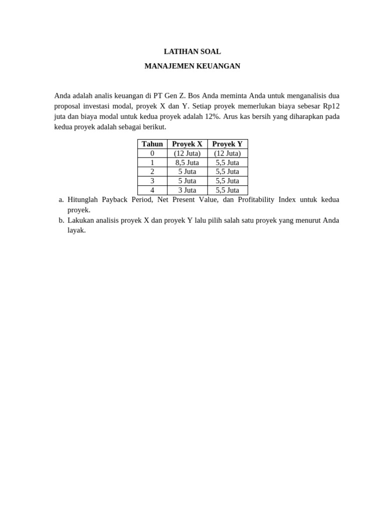 Latihan Soal Capital Budgeting | PDF
