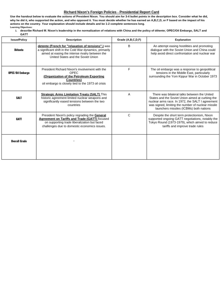 Nixon's Foreign Policy Evaluation | PDF | International Relations ...
