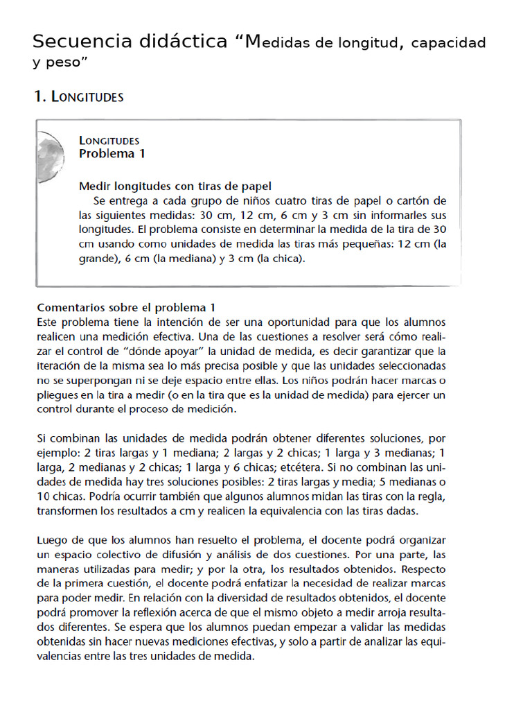 Secuencia Didáctica MEDIDAS DE LONGITUD CAPACIDAD Y PESO | PDF
