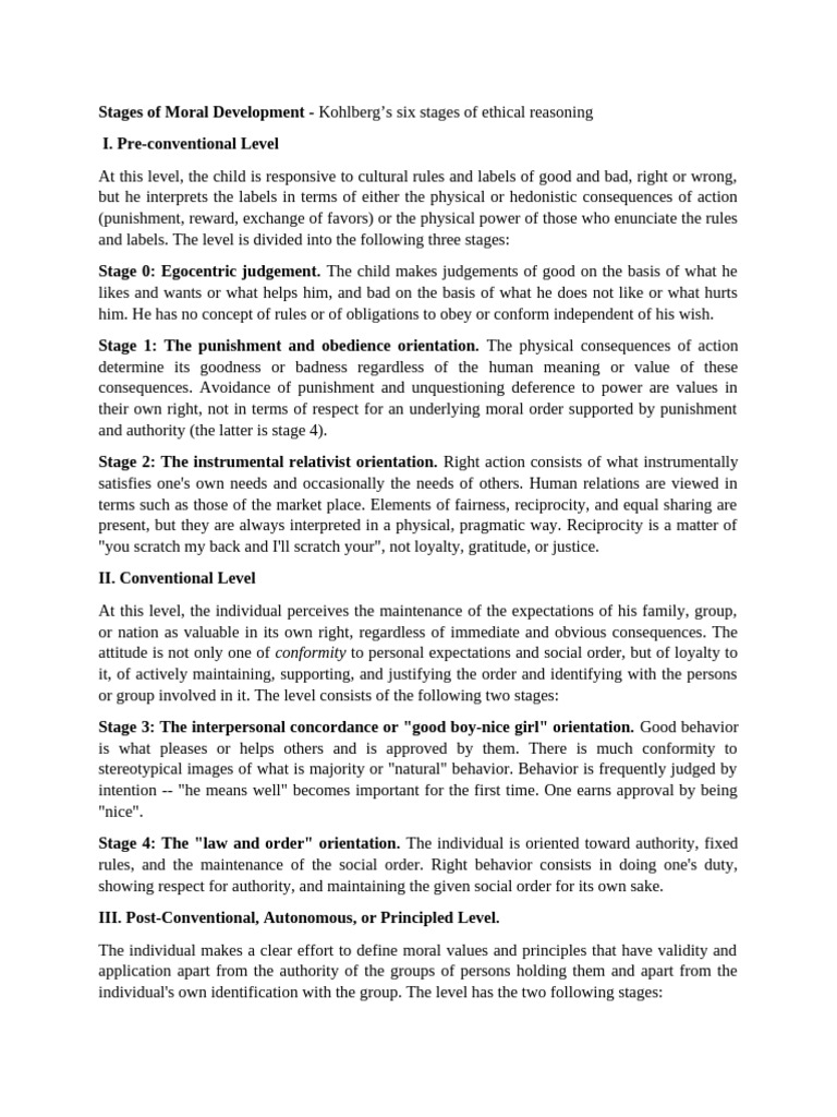 Stages of Moral Development - Part B | PDF | Justice | Crime & Violence