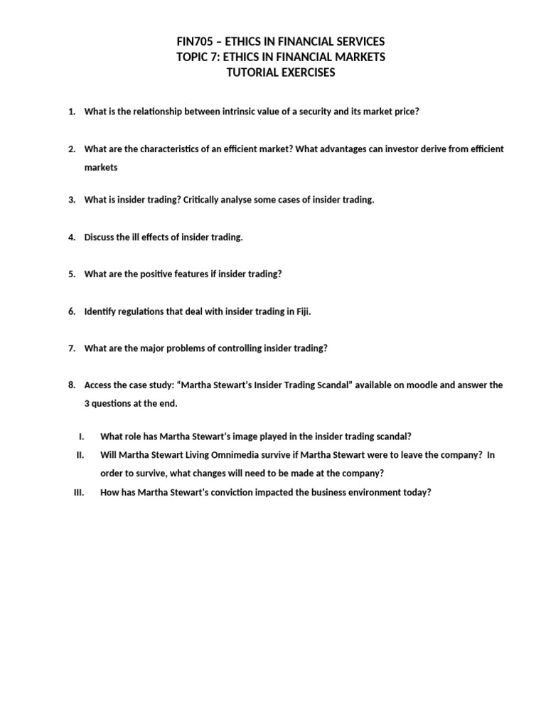 TOPIC 7 TUTORIAL Questions | PDF