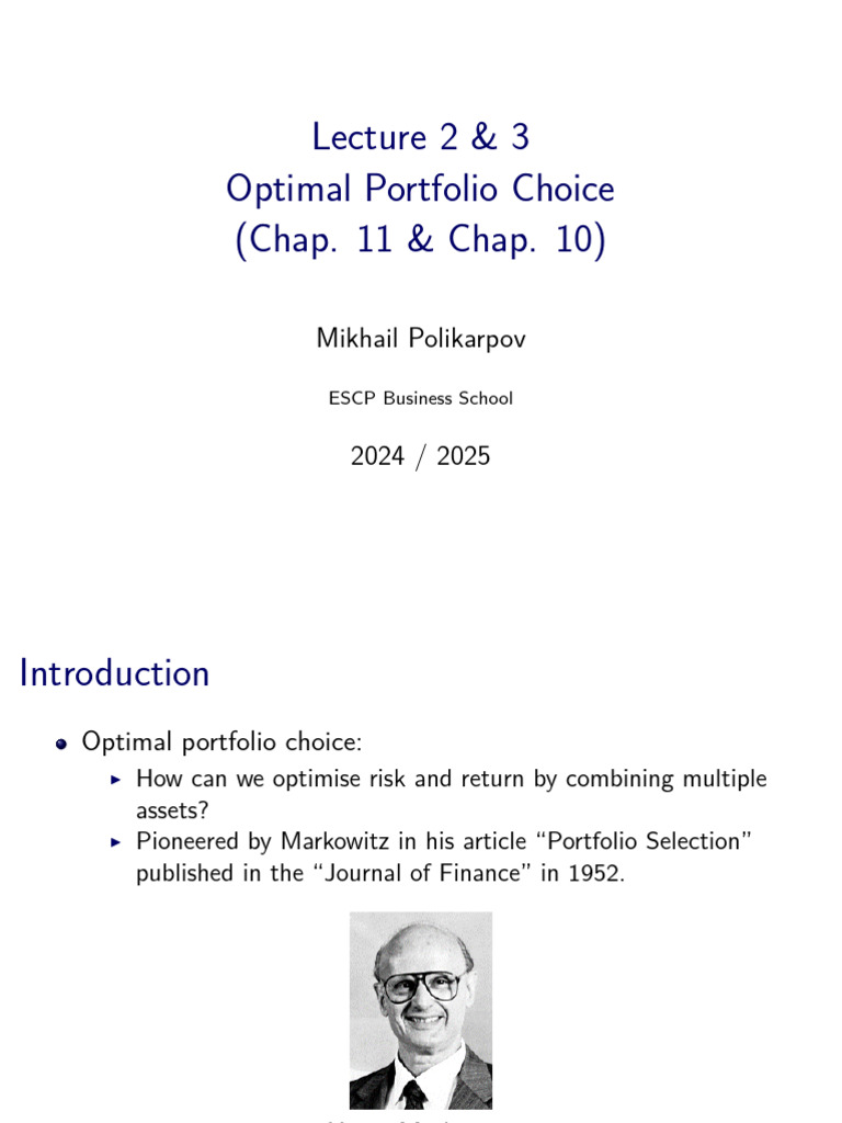 CorporateFinance Lecture2 3 | PDF | Modern Portfolio Theory | Diversification (Finance)