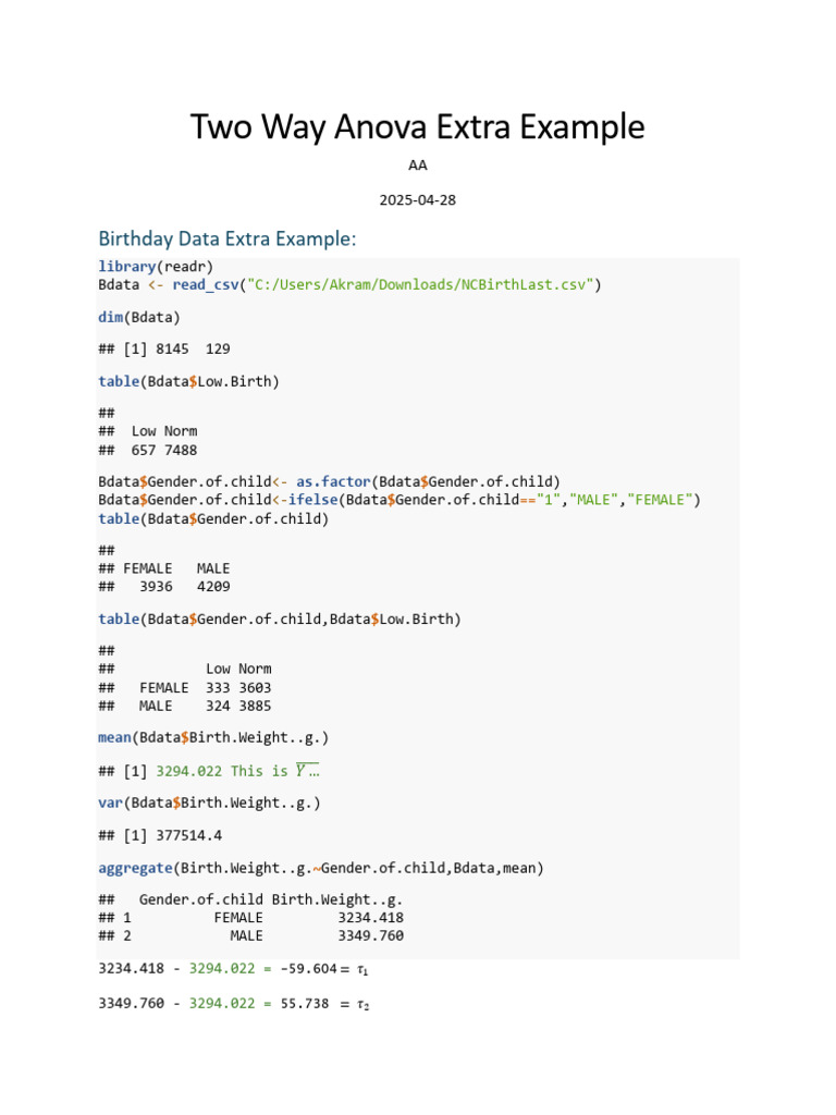 Two-Way-Anova-Extra-Example For Midterm | PDF