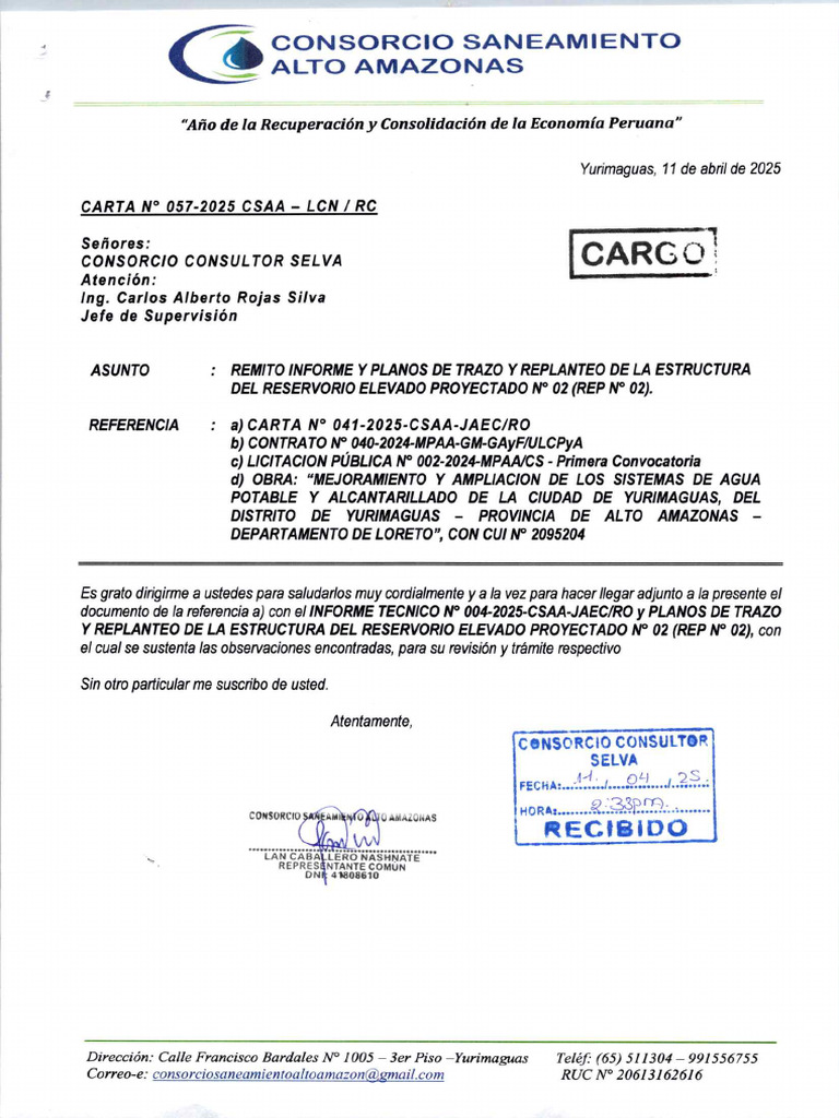 Inf. y Planos de Trazo y Replanteo de La Estructura Del Reservorio Elevado Proyectado N°02-1 | PDF